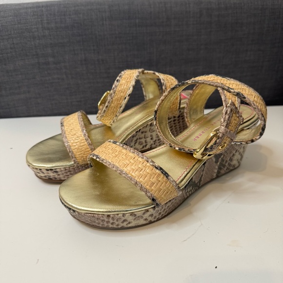 Elaine Turner | Shoes | Elaine Turner Snake Print Strappy Wedge Sandals ...